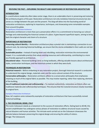 REVIVING THE PAST :- EXPLORING THE BEAUTY AND SIGNIFICANCE OF ...