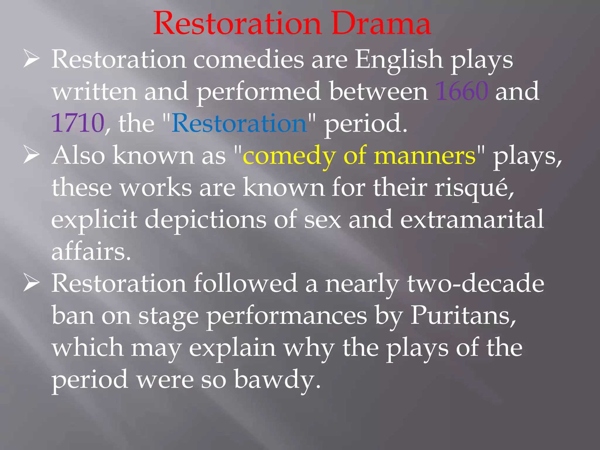 Restoration Drama | PPTX