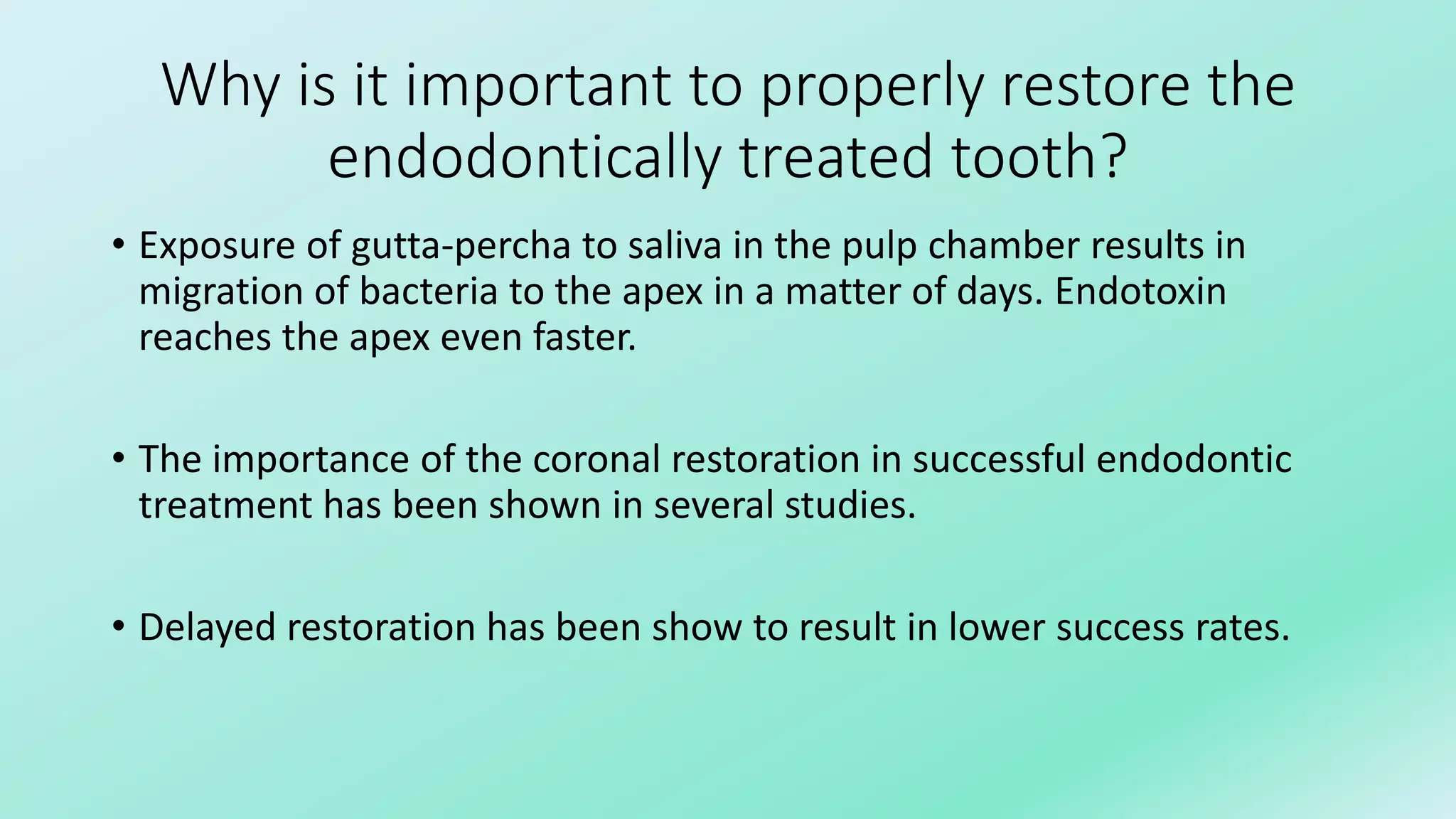 Restoration of endodontically treated teeth | PPTX