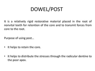 Restoration of endodontically treated teeth | PPTX