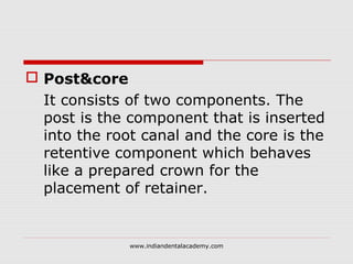 Restoration of endodontically treated teeth /prosthodontic courses | PPT