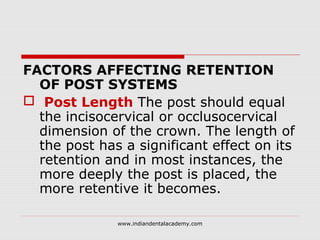 Restoration of endodontically treated teeth /prosthodontic courses | PPT