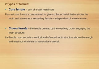Restoration of endodontically treated teeth | PPT