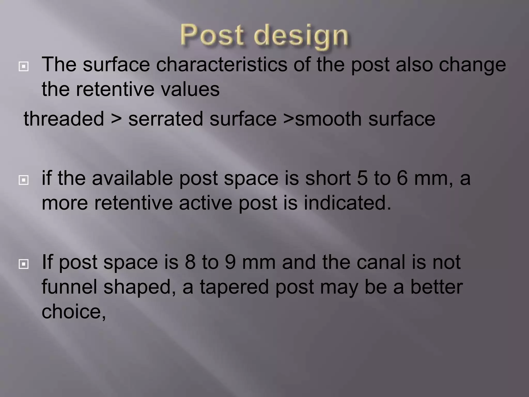 Prosthetic restoration of endodontically treated tooth | PPTX
