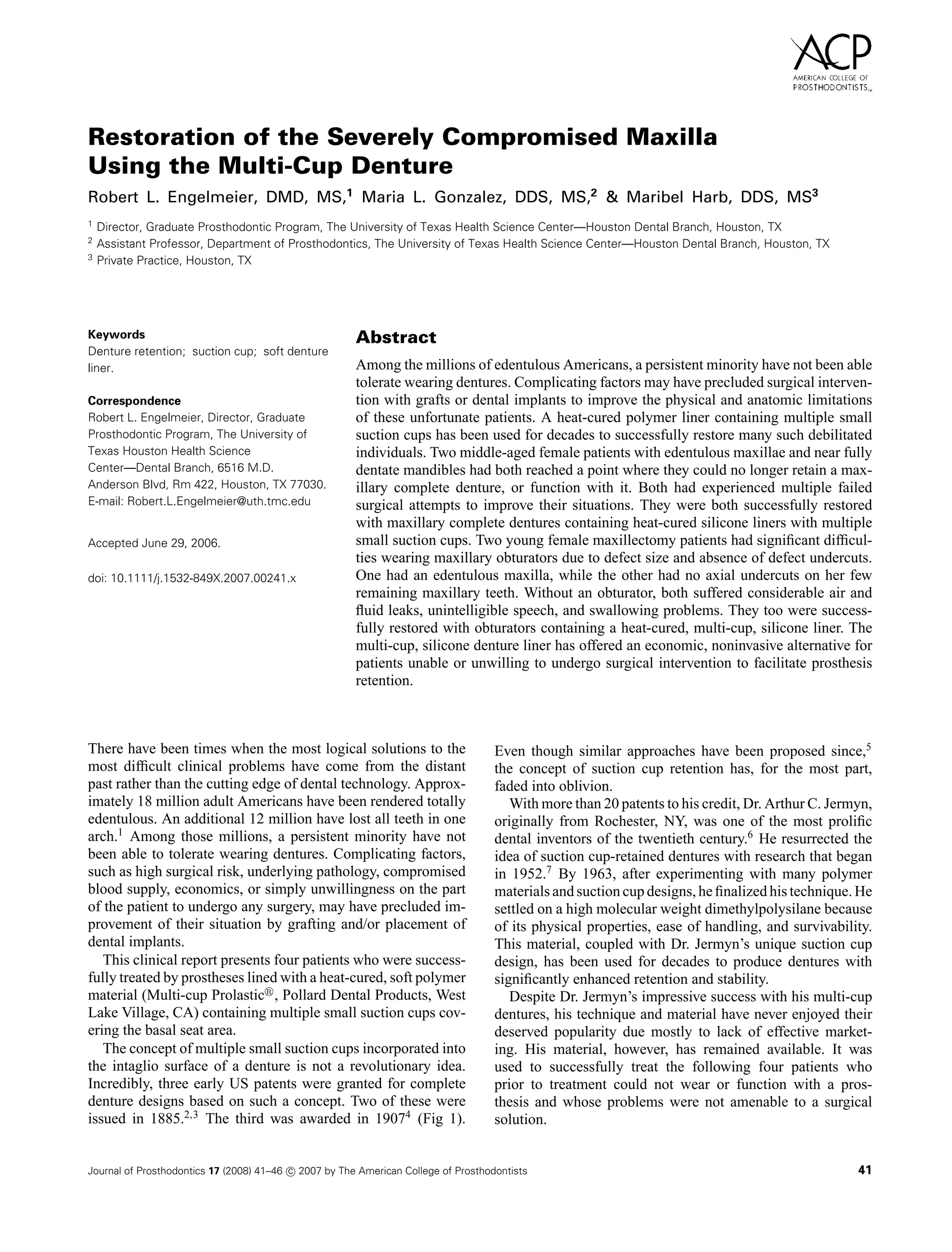 Restoration of the severely compromised maxilla using the multi cup ...