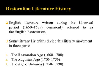 Restoration period (1660 1798) | PPT