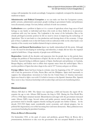 Restoration of Monarchy in Spain between 1874 to 1931 | DOCX