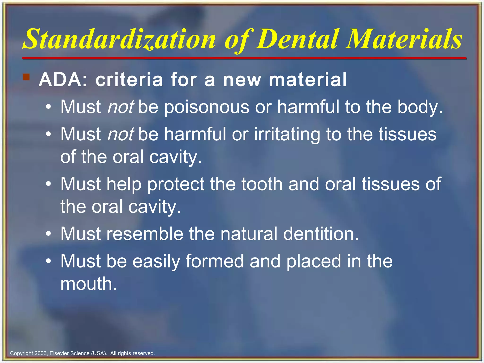 Restorative and esthetic dental materials | PPT