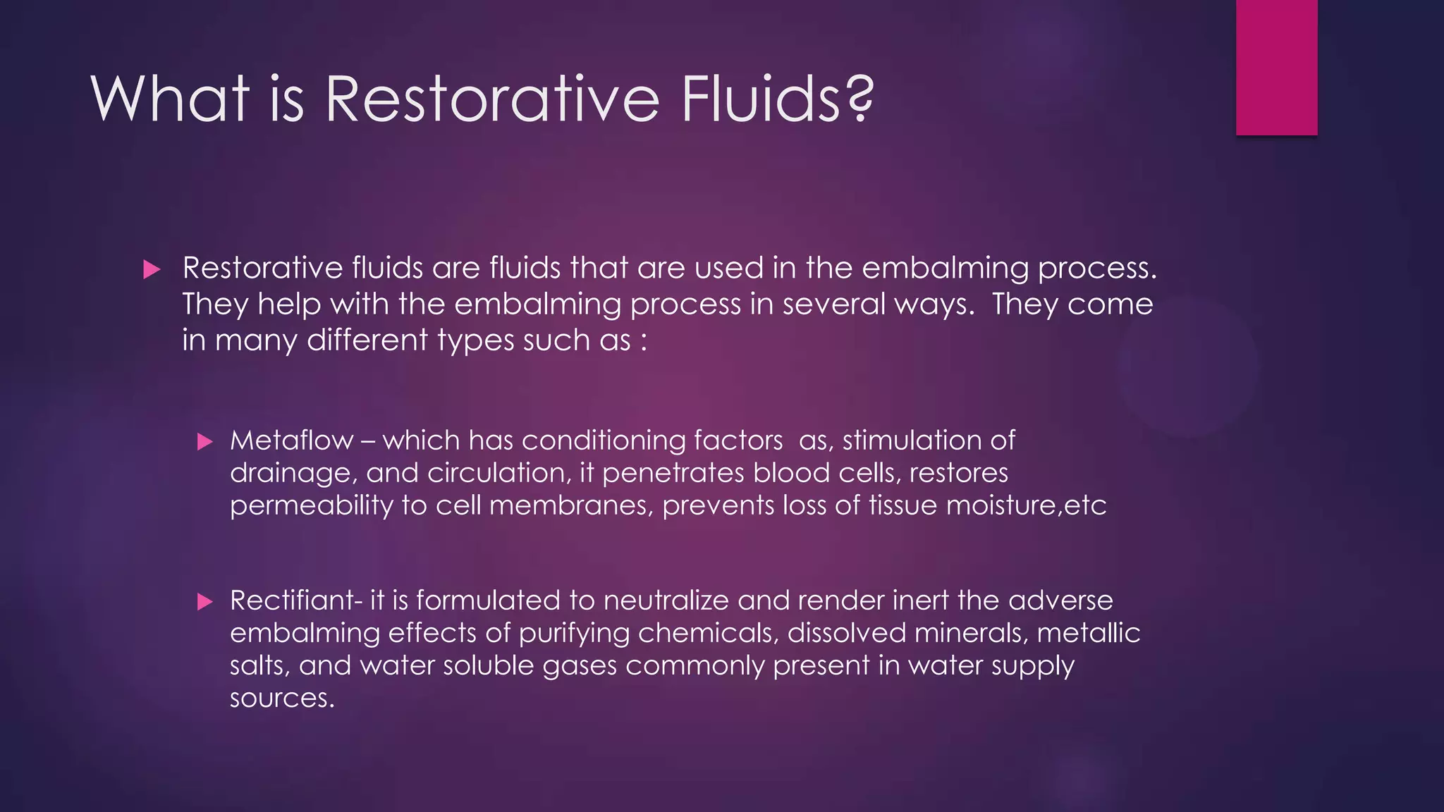 Restorative fluids | PPTX
