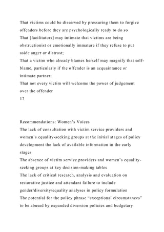 Restorative Justice Women, Crime, Violence, and HealingJanuar.docx