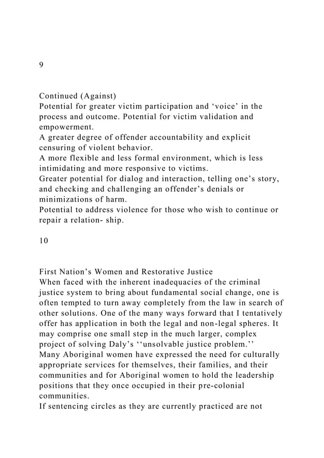 Restorative Justice Women, Crime, Violence, and HealingJanuar.docx