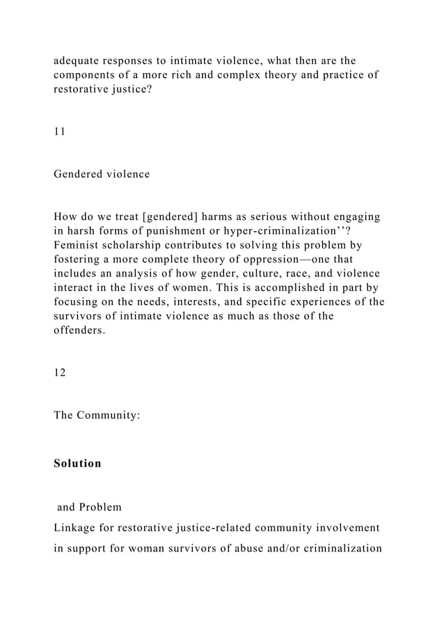 Restorative Justice Women, Crime, Violence, and HealingJanuar.docx