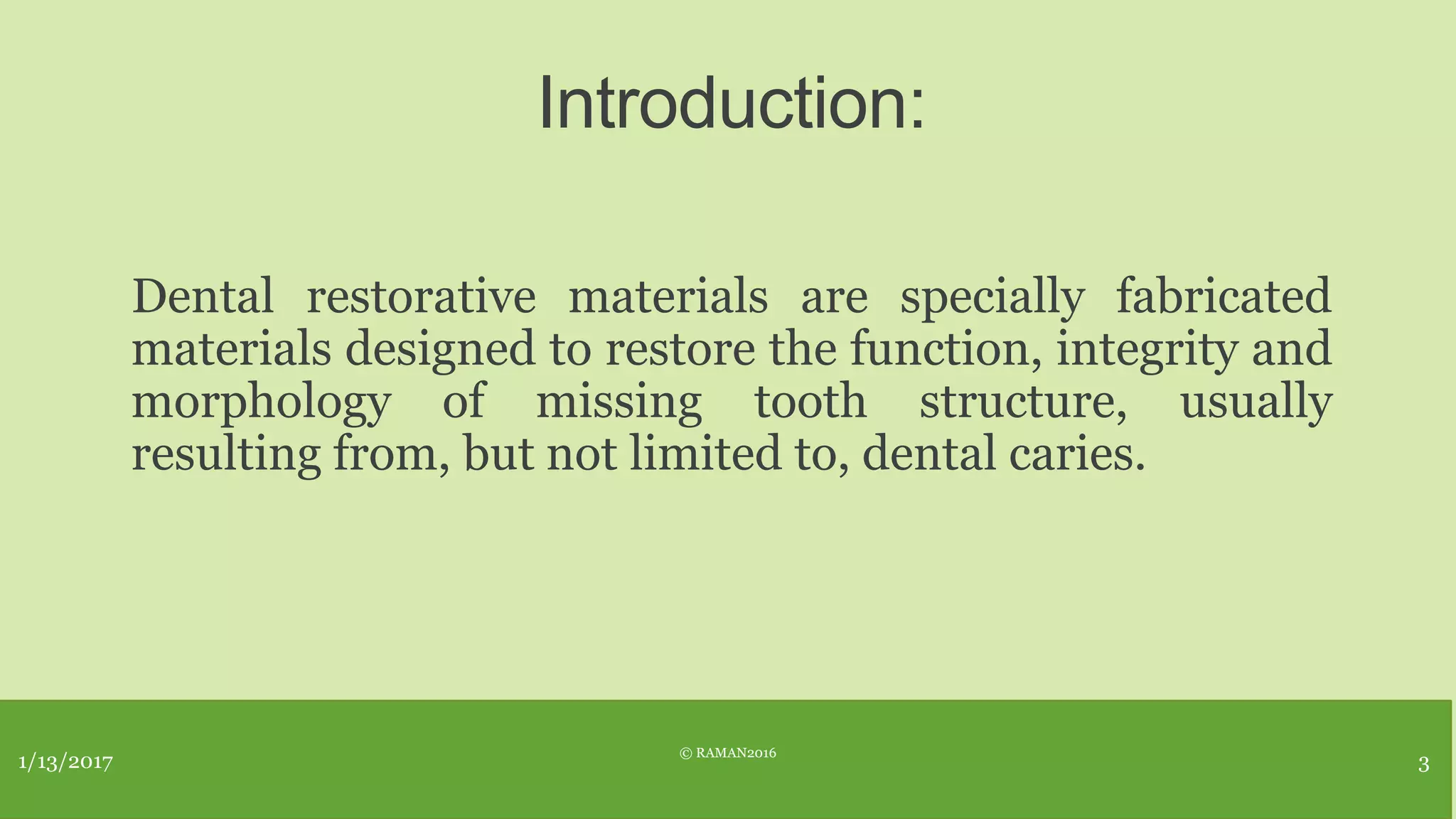 Restorative materials in dental caries | PPTX