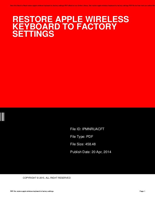 Restore Apple wireless keyboard to factory settings Restore Apple wireless keyboard to factory settings
