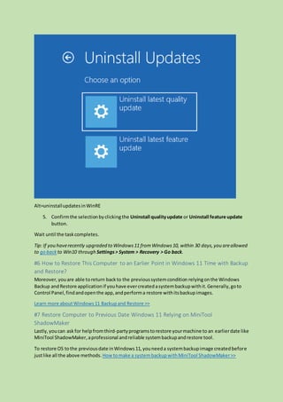 Restore computer to previous date windows 11 | DOCX