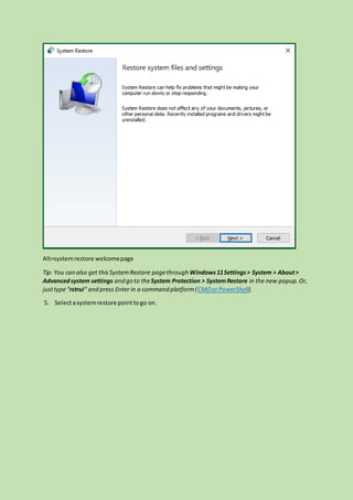 Restore computer to previous date windows 11 | DOCX