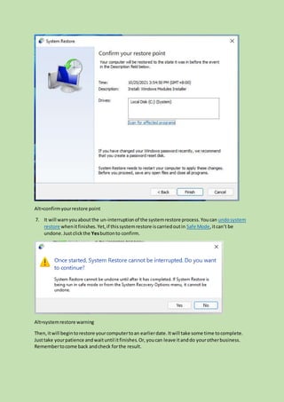 Restore computer to previous date windows 11 | DOCX