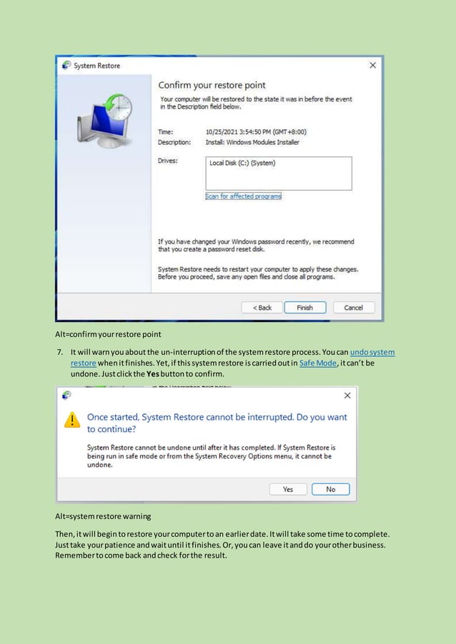 Restore computer to previous date windows 11 | DOCX