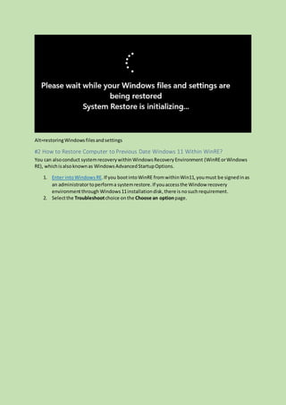 Restore computer to previous date windows 11 | DOCX