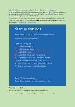 Restore computer to previous date windows 11 | DOCX