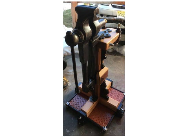 Restored circa 1850 Peter Wright Leg Vise and NEW mount base I built. | PPTX