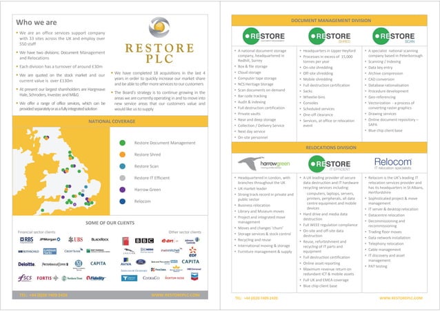 Restore plc group flier a4 landscape - jun 2014 | PPT