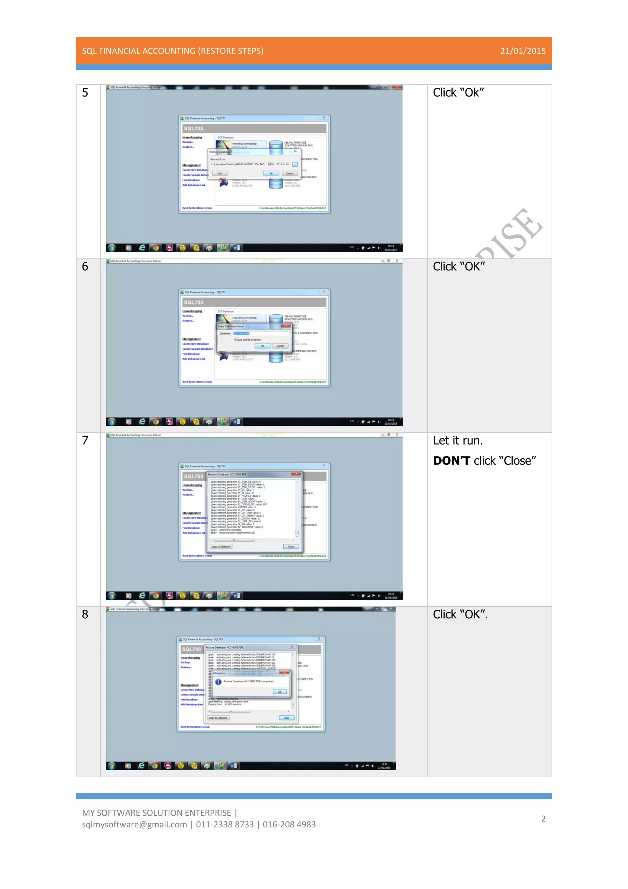 RESTORE STEPS (SQL Actg) | PDF