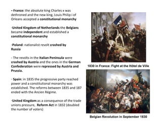 Europe after the French Revolution: Restoration and the revolutions of ...