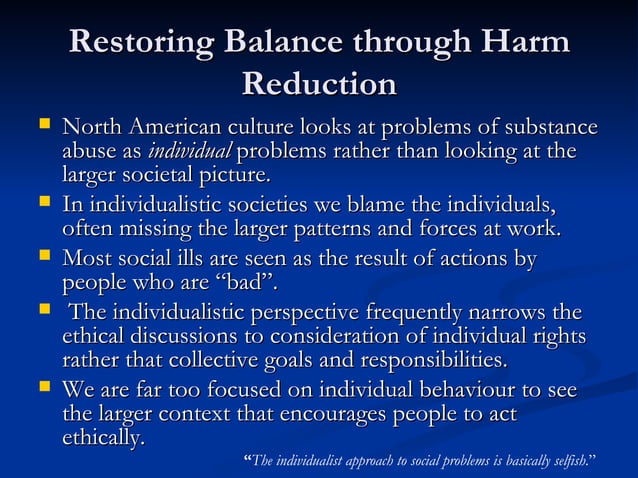Restoring balance through harm reduction | PPT