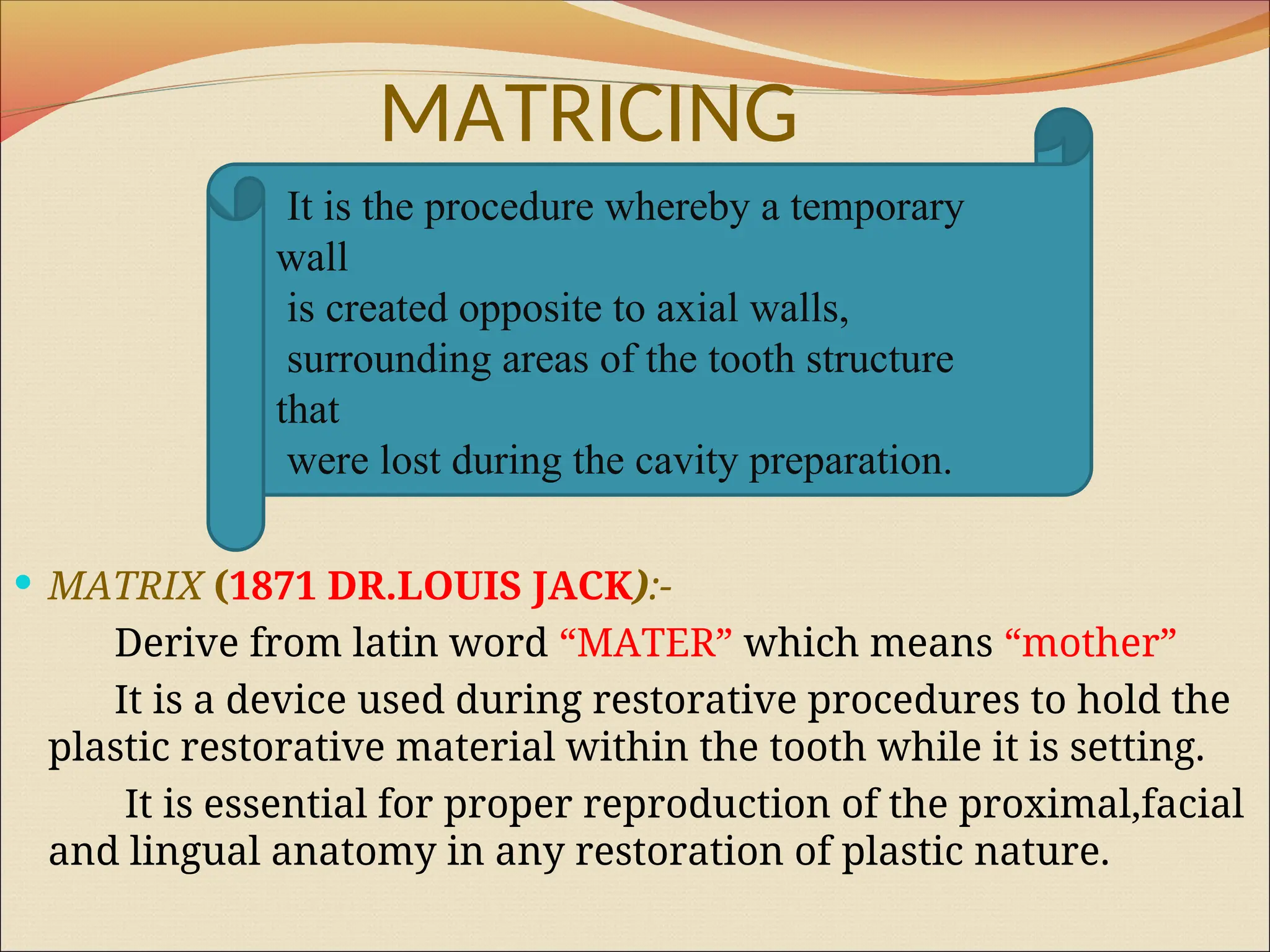 restoring contact and contour classification | PPT