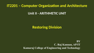 Restoring Division Computer oragaiztions | PPT