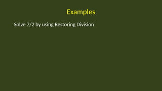 Restoring Division Computer oragaiztions | PPT