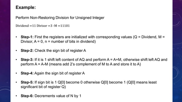 Restoring & Non-Restoring Division Algorithm By Sania Nisar | PPTX