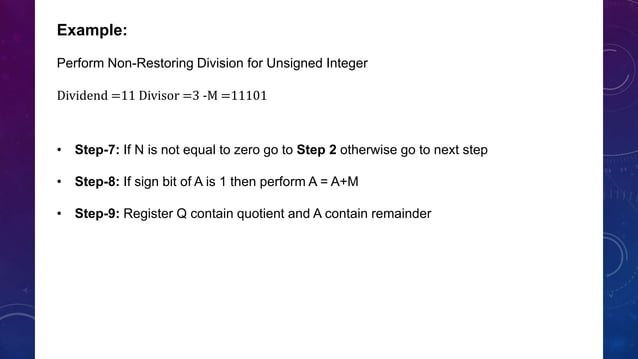 Restoring And Non Restoring Division Algorithm By Sania Nisar Ppt