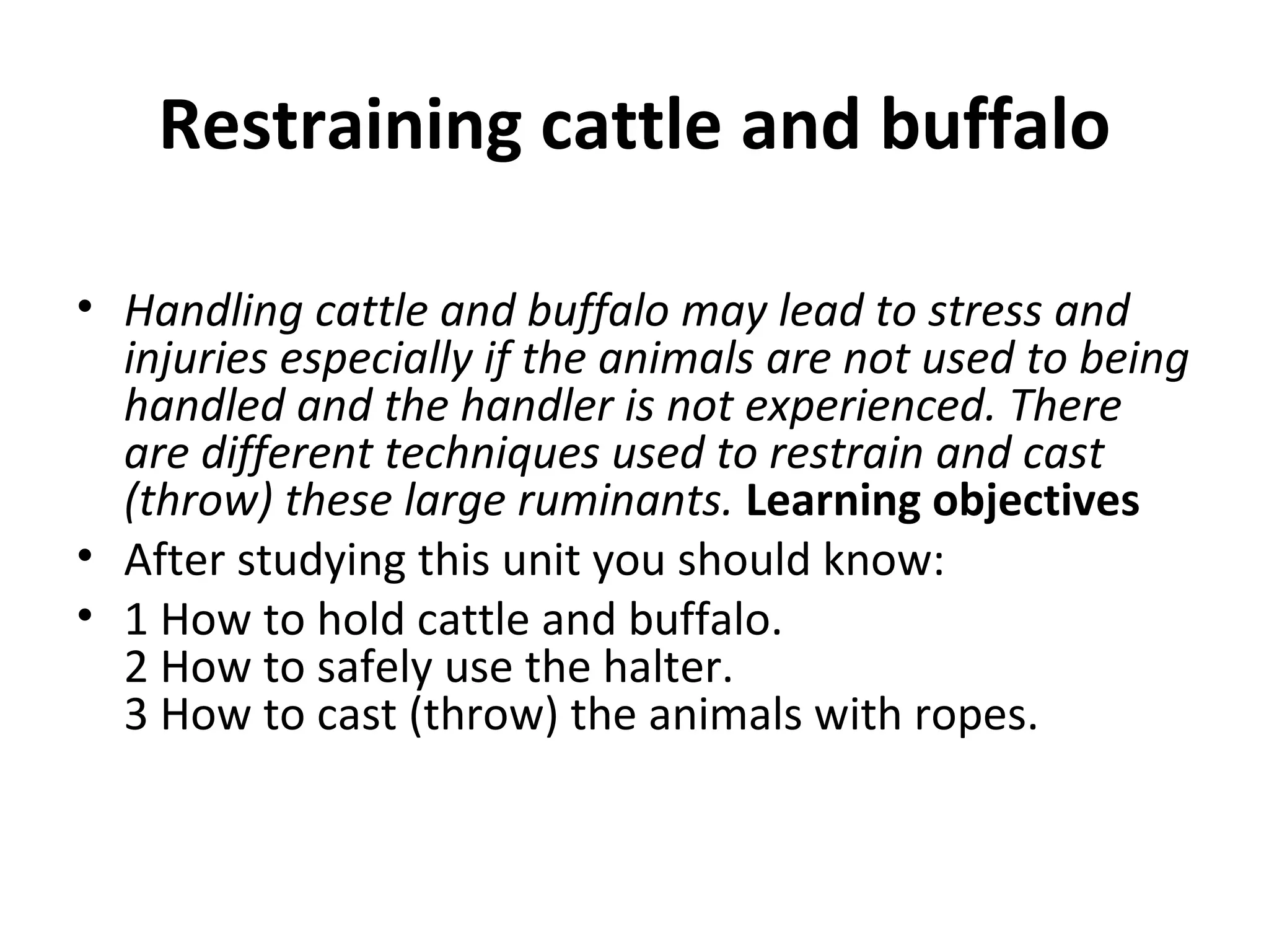 Restraining of large animals | PPT