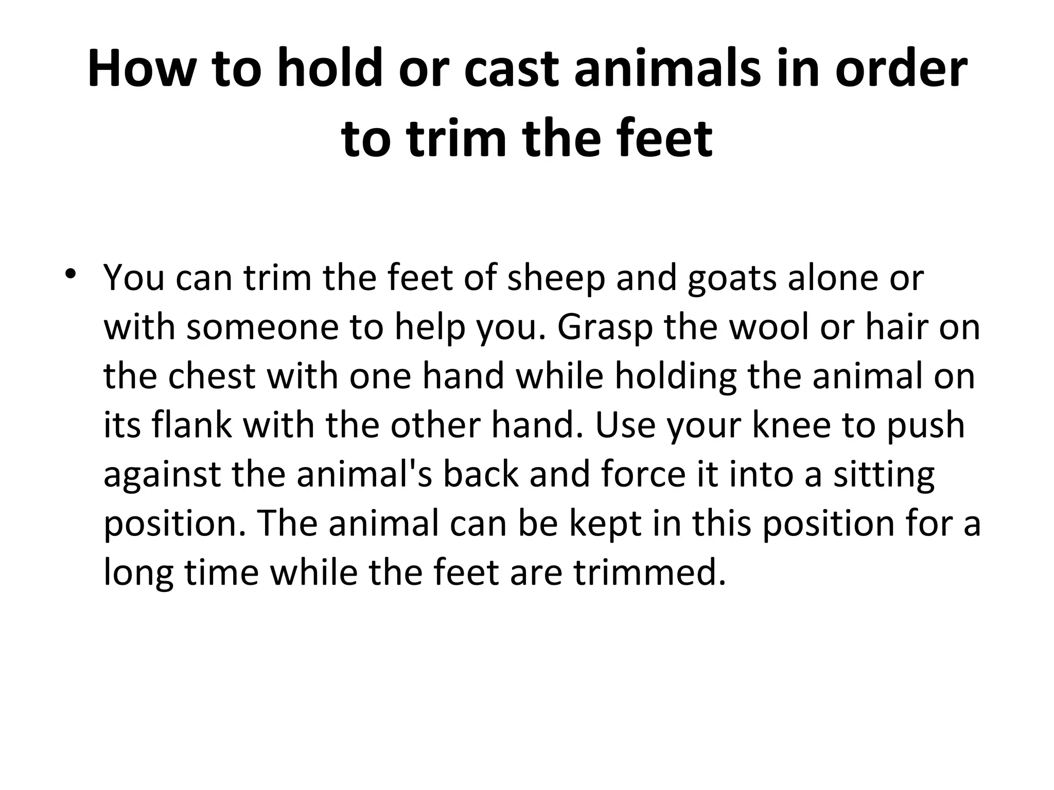 Restraining of large animals | PPT