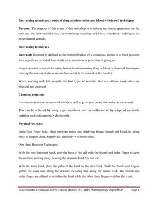 Restraining and blood withdrawal methods | PDF