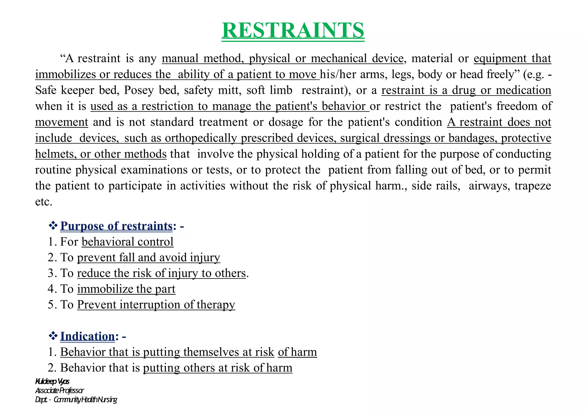 RESTRAINTS.pptx | Parenting Babies and Toddlers | Parenting