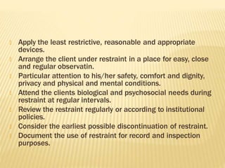 RESTRAINTS AND SEAFTY DEVICES IN NURSING | PPTX