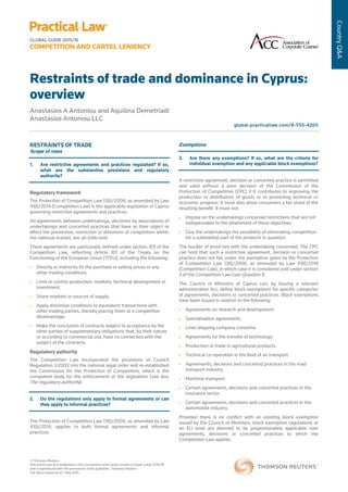 Restraints of Trade and Dominance in Cyprus | PDF | Business | Business ...