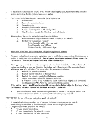 Restraints seclusion | PDF