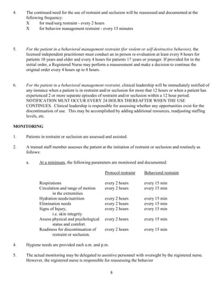 Restraints seclusion | PDF