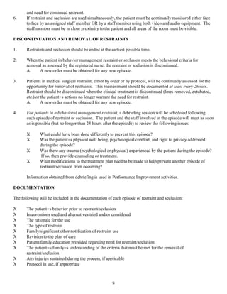 Restraints seclusion | PDF