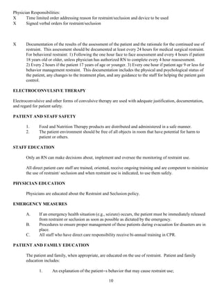 Restraints seclusion | PDF