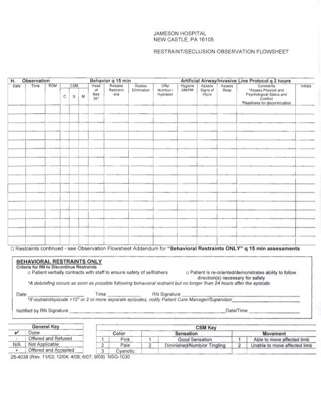 Restraints seclusion