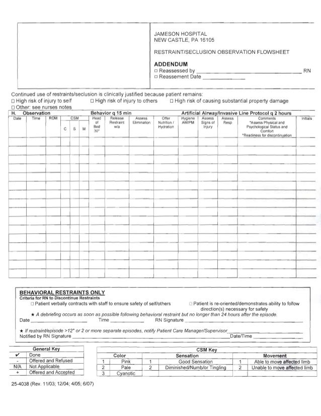 Restraints seclusion