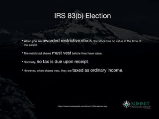 Restricted stock & IRS 83(b) Election | PDF