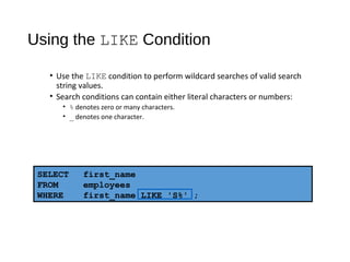 Restricting and sorting data | PPT | Databases | Computer Software and Applications