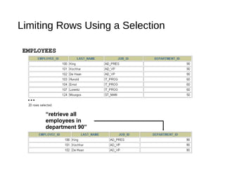 Restricting and sorting data | PPT | Databases | Computer Software and Applications