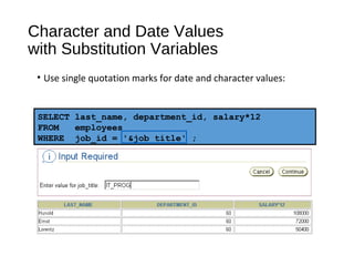 Restricting and sorting data | PPT | Databases | Computer Software and Applications